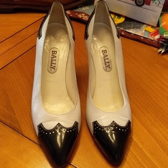 Shoes | Vintage Bally Black White Leather Heels 75n | Poshmark